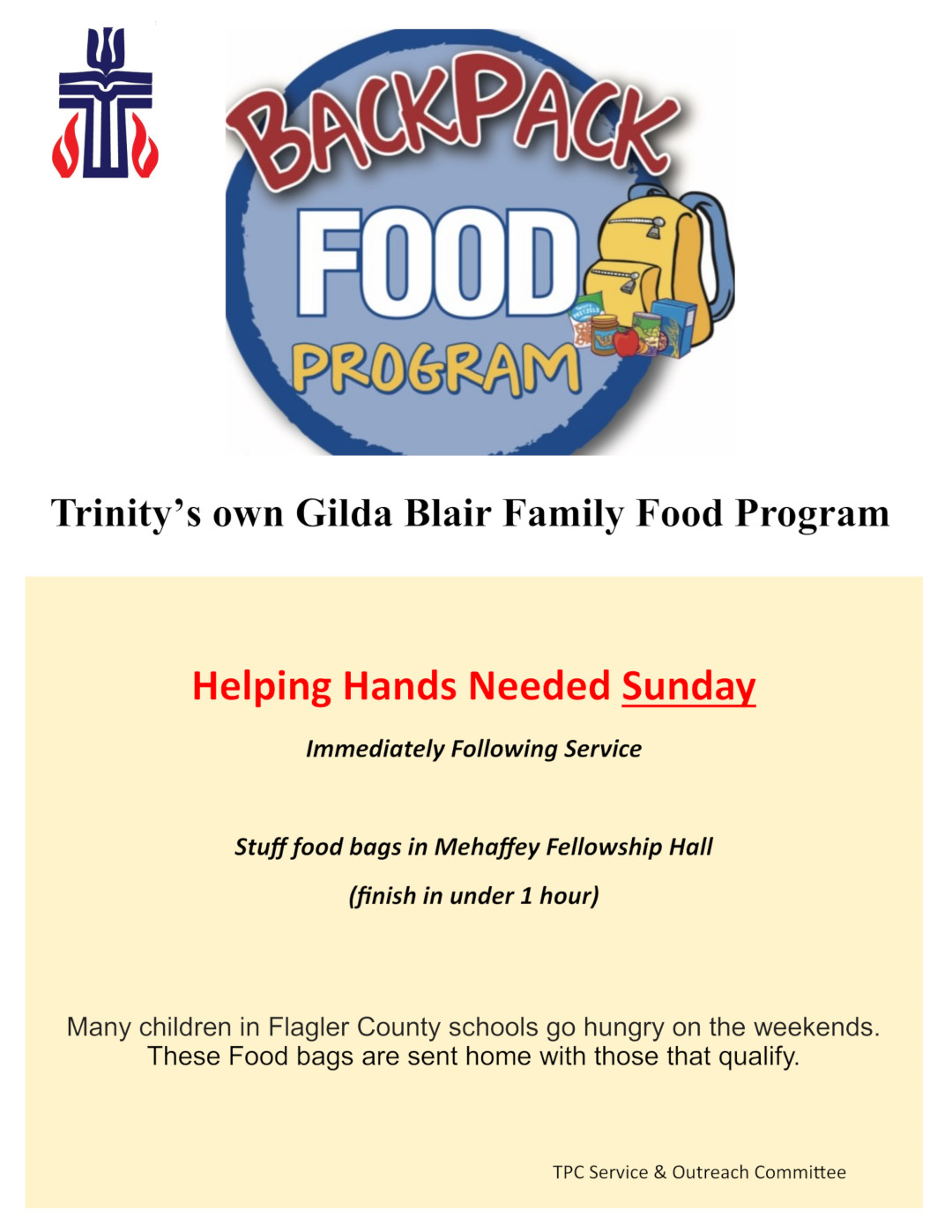 2023 Backpack Food Program – Trinity Presbyterian Church