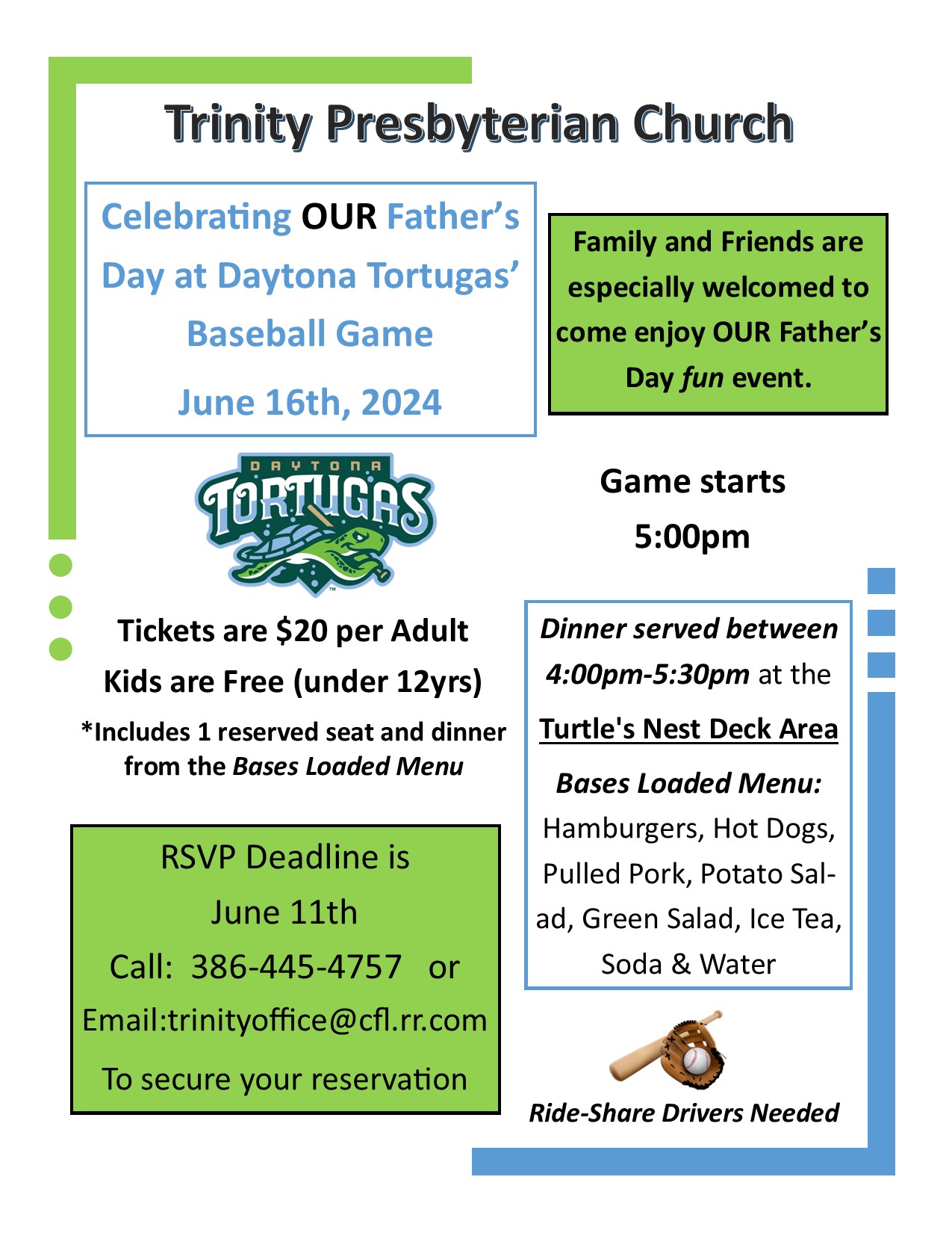 Celebrate OUR Father’s Day at the Ballpark! – Trinity Presbyterian Church